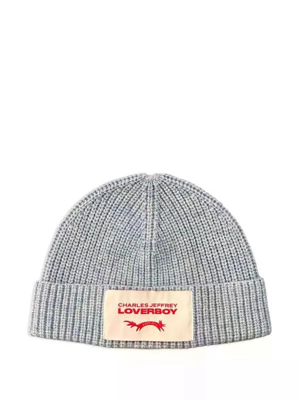 CHARLES JEFFREY Chunky Ribbed Beanie Hat - Blue