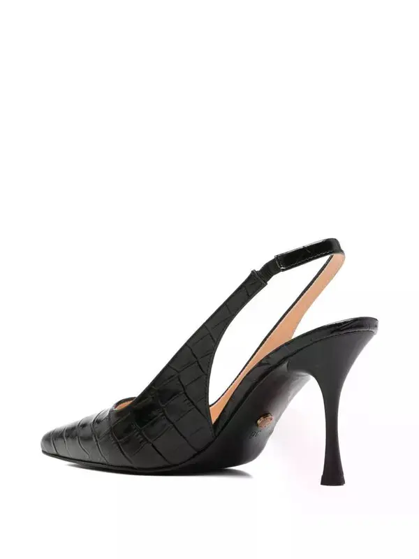 SERGIO MORETTI FIRENZE Croc-effect Slingback Pumps - Black