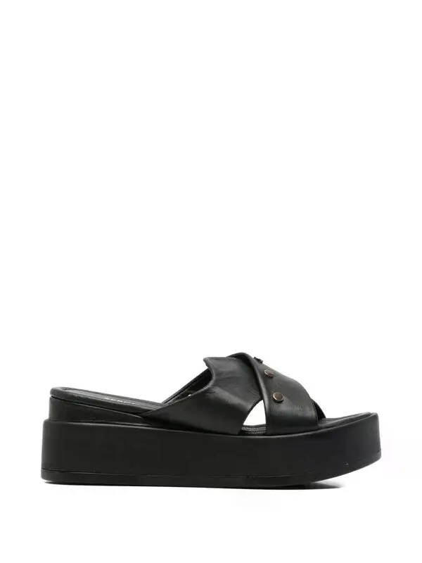 SERGIO MORETTI FIRENZE Studded Crossover Platform Mules
