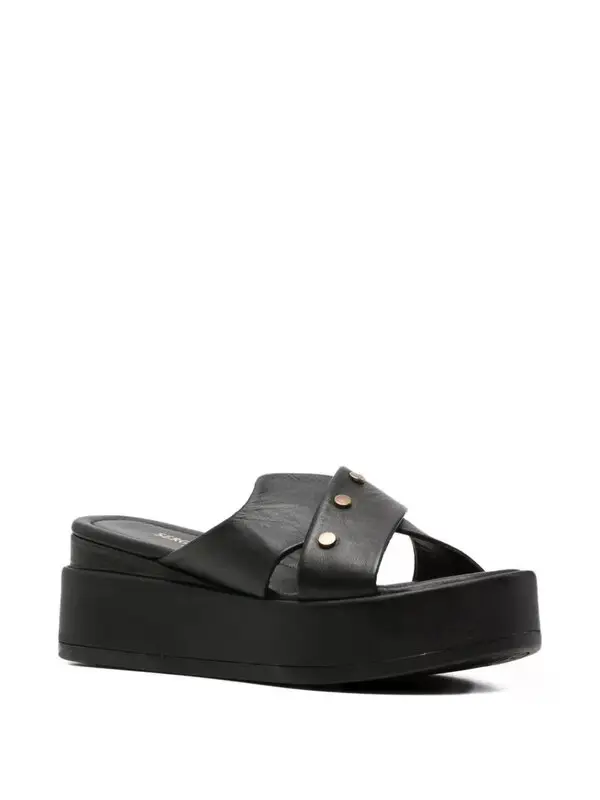 SERGIO MORETTI FIRENZE Studded Crossover Platform Mules