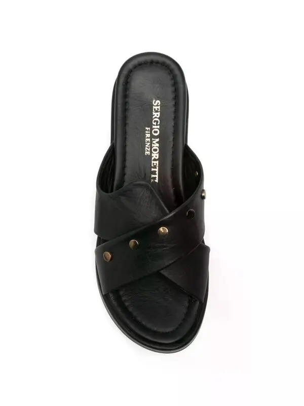 SERGIO MORETTI FIRENZE Studded Crossover Platform Mules