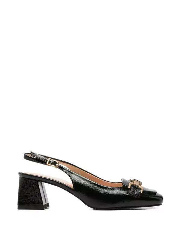 SERGIO MORETTI FIRENZE Slingback Pumps With Gold-tone Buckle Detail - Black
