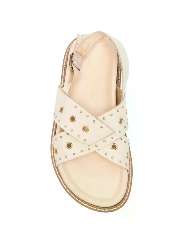 SERGIO MORETTI FIRENZE Embellished Studded Sandals - Neutrals