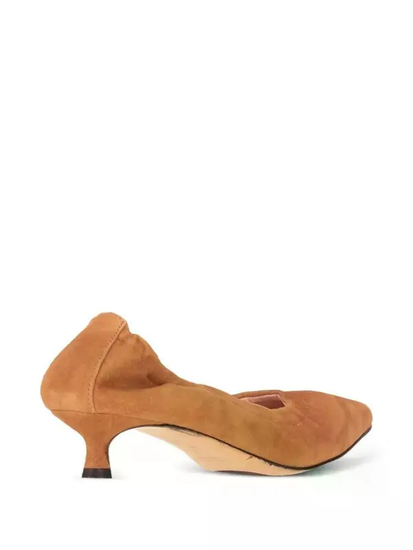 LA ROSE Elasticated Pointed-toe Kitten Heel Pumps - Orange