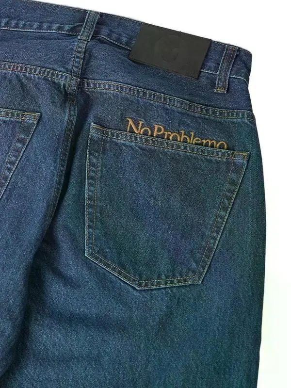 NO PROBLEMO Cotton Logo Embroidered Jeans