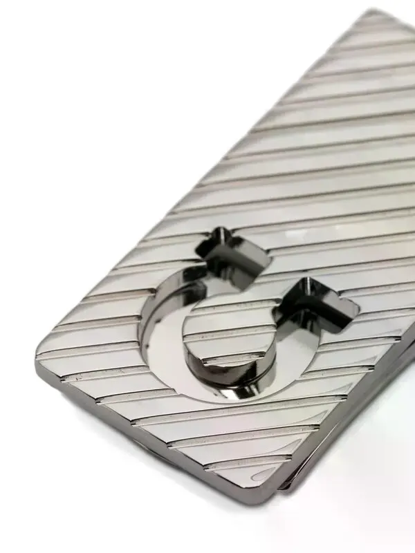 FERRAGAMO Gancini-logo Striped Tie Clip