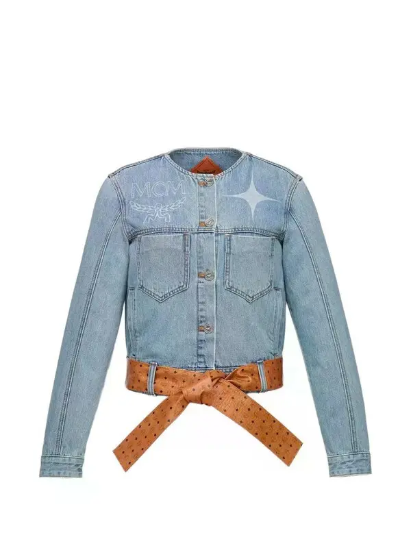 Mcm Constellation Visetos-print Belted Denim Jacket
