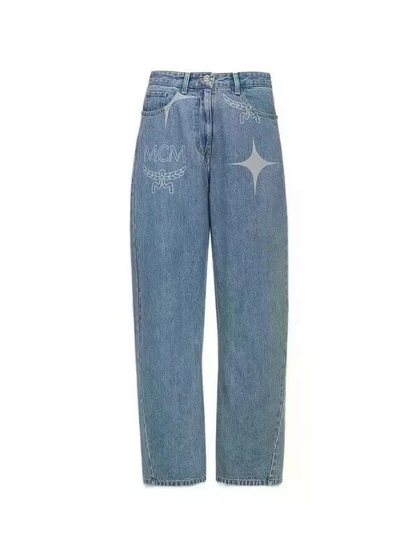Mcm Logo Print Straight-leg Jeans