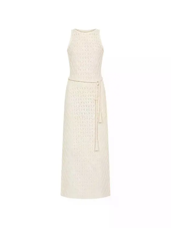 DEVON Braided Belt Maxi Dress - White