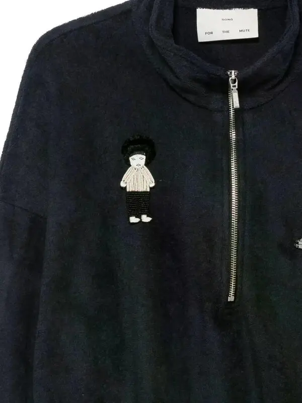 SONG FOR THE MUTE Character Patch Half-zip Sweatshirt