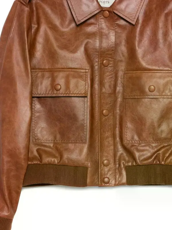 Ports 1961 Leather Patch Pocket Jacket - Brown