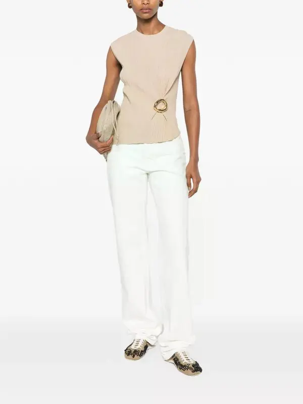 JOSEPH Pleated Ring-detail Sleeveless Top - Neutrals