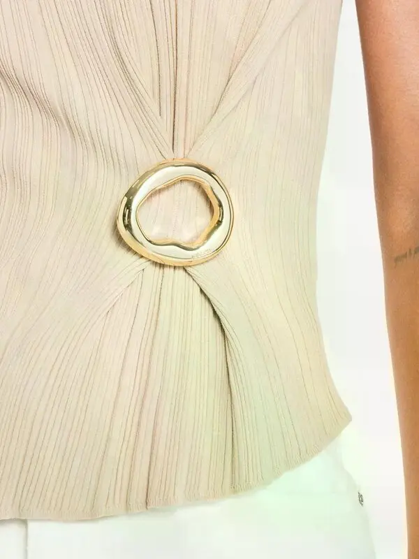 JOSEPH Pleated Ring-detail Sleeveless Top - Neutrals