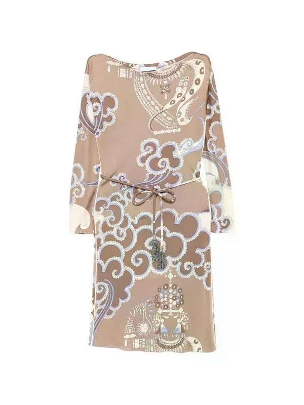 Emilio Pucci Abstract Print Midi Dress - Brown