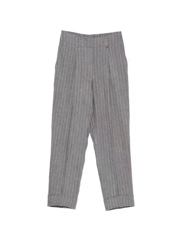 Peserico Pinstripe Pattern Pleated Trousers - Grey