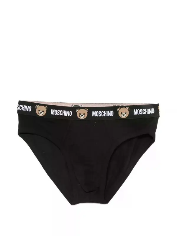 Moschino Teddy Bear Logo-waistband Briefs - Black