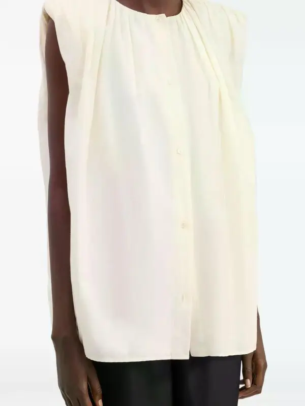 Loulou De Saison Ivory Pleated Sleeveless Top