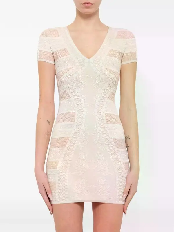 Alexander McQueen Victorian Lace Knit Mini Dress - Neutrals