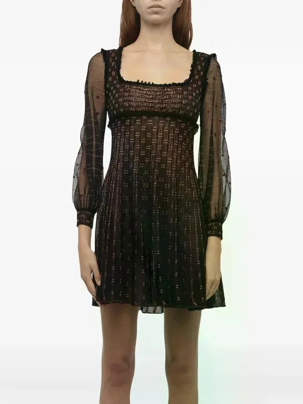 Alexander McQueen Embroidered Lace Mini Dress - Black