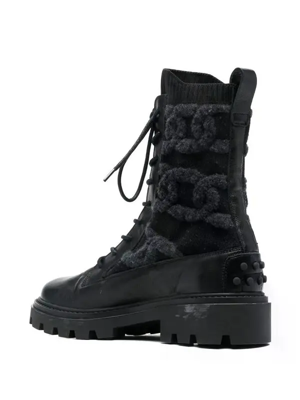 TOD'S Faux-shearling Lined Combat Boots