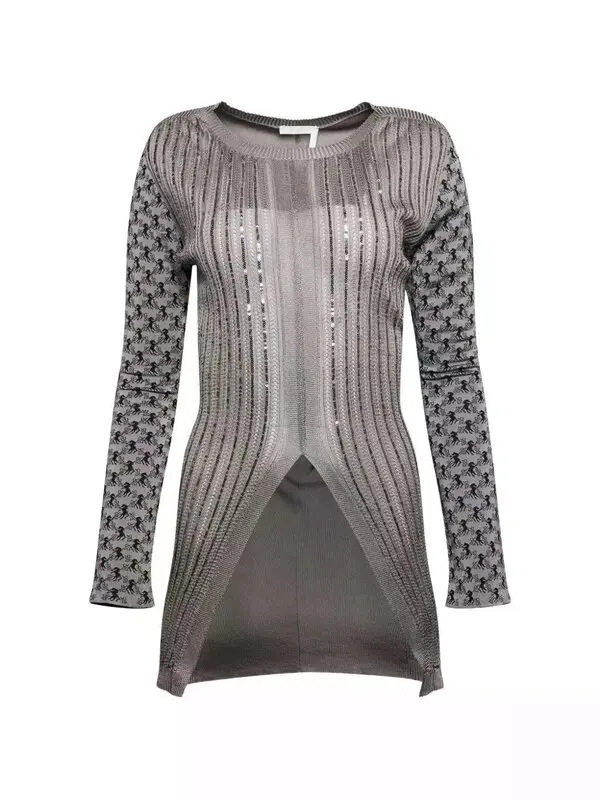 Chloé Sequinned Horse Jacquard Sweater - Grey