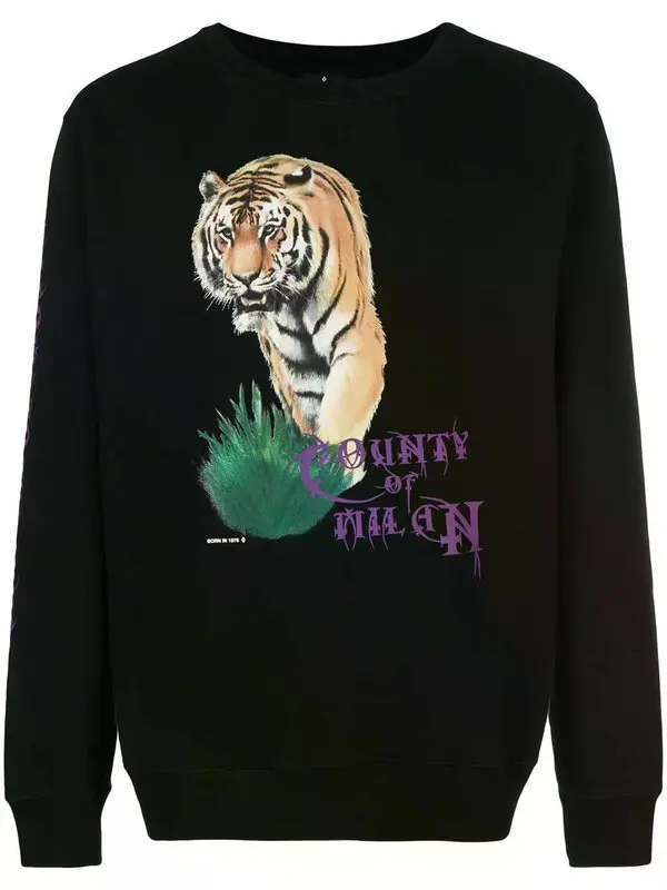 COUNTY OF MILAN Marcelo Burlon Tiger Crew Neck Sweatshirt - Black