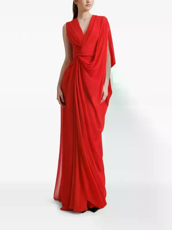 GEMY MAALOUF Draped Cape-style Dress - Red
