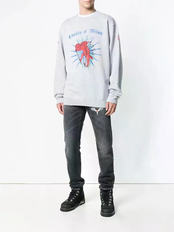 COUNTY OF MILAN Wing Jeans In Dark Grey Cotton Blend