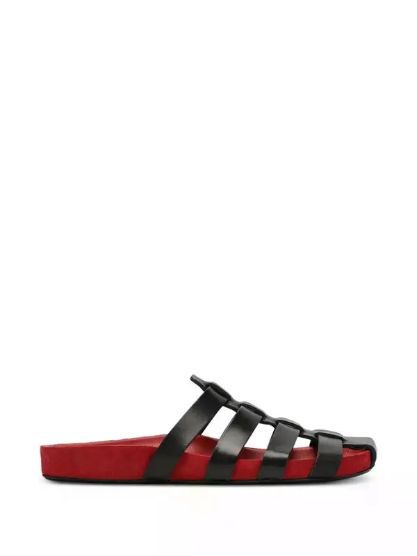 JUDE Dusty Caged Leather Slides - Black