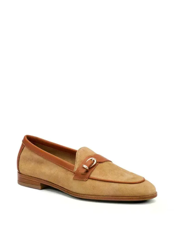 FRAU Suede Buckle Detail Loafers - Neutrals