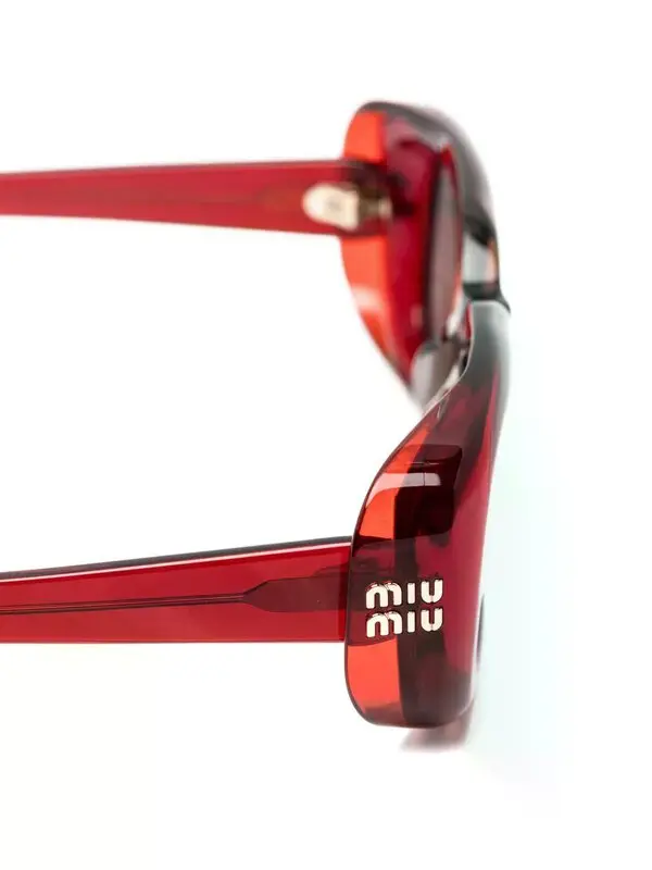 Miu Miu Rectangle Frame Sunglasses With Logo Plaque