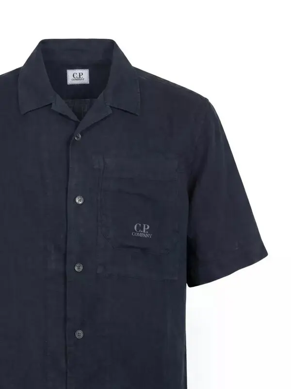 C.P. COMPANY Logo-print Short-sleeve Linen Shirt