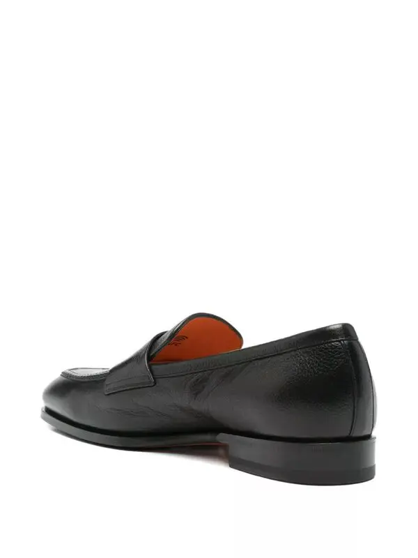 Santoni Adrian Grained-leather Loafers - Black