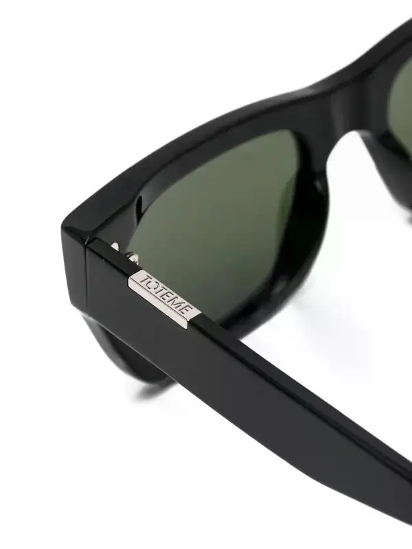 TOTEME Rectangle Frame Sunglasses With Silver Tone Logo Plaque - Black