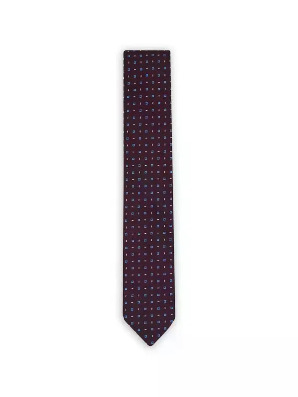 Zegna Geometric-pattern Silk Tie - Red