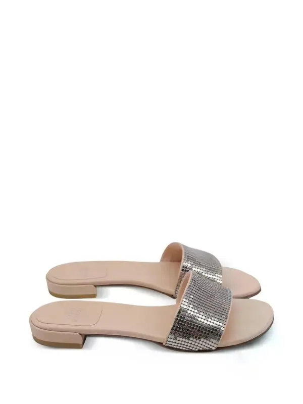 STUART WEITZMAN Embellished Leather Slide Sandals
