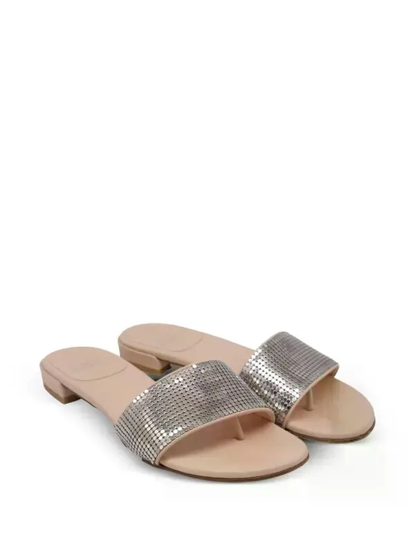 STUART WEITZMAN Embellished Leather Slide Sandals