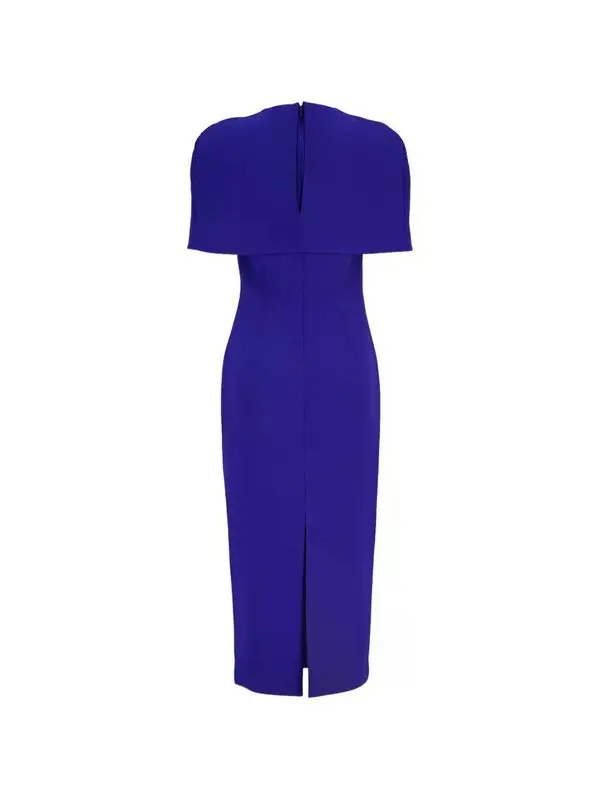 Roland Mouret Cape-overlay Crepe Midi Dress - Blue