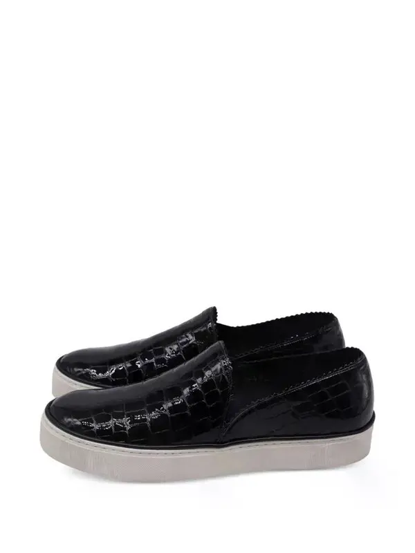 STUART WEITZMAN Croc-embossed Patent Leather Slip-on Sneakers