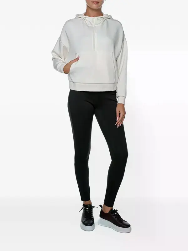 Armani Exchange Quarter-zip Hoodie With Pouch Pocket - White