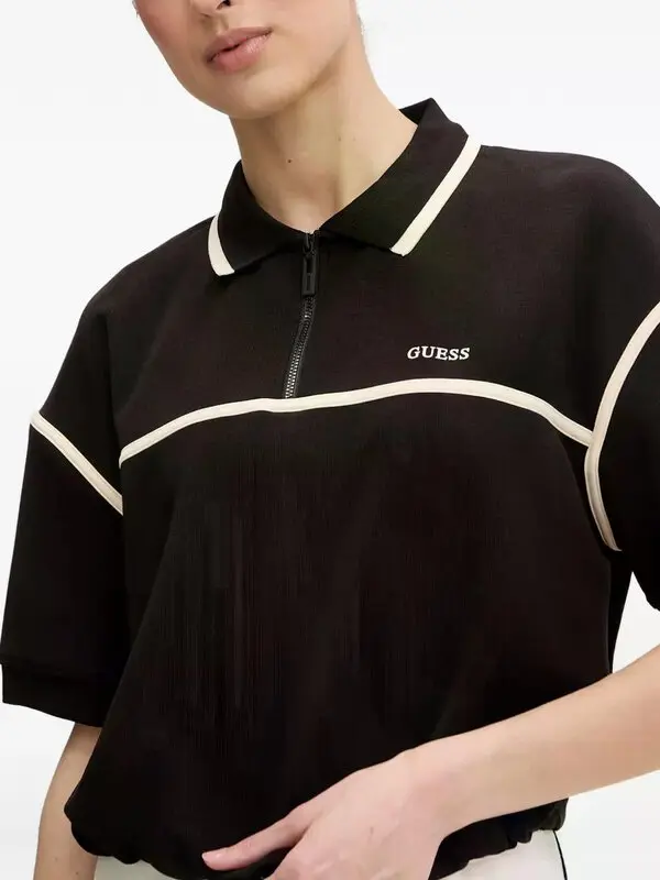 Guess Drawstring Hem Polo Shirt - Brown