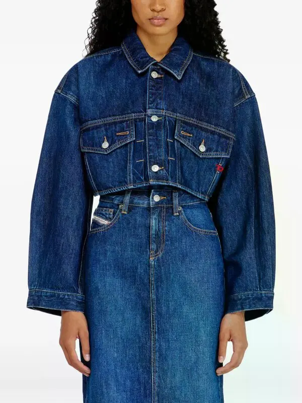 DIESEL® Cropped Oversized Denim Trucker Jacket