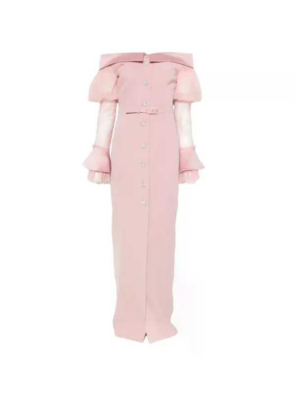 SILK LOVE & LACE Andrea Lace-panelled Off-shoulder Maxi Dress - Pink