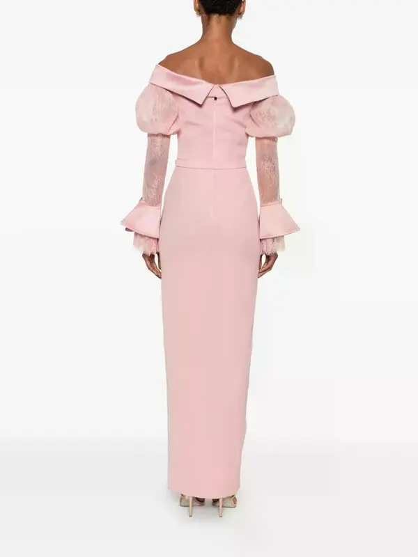 SILK LOVE & LACE Andrea Lace-panelled Off-shoulder Maxi Dress - Pink