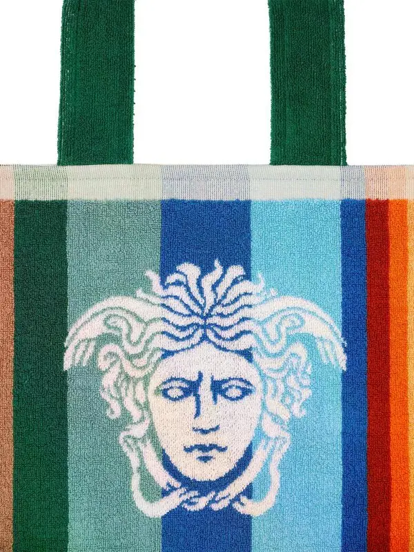 Versace Striped Cotton-terry Jacquard Tote Bag