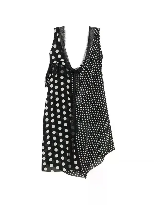 Junya Watanabe Polka-dot Lace-trimmed Midi Dress - Black