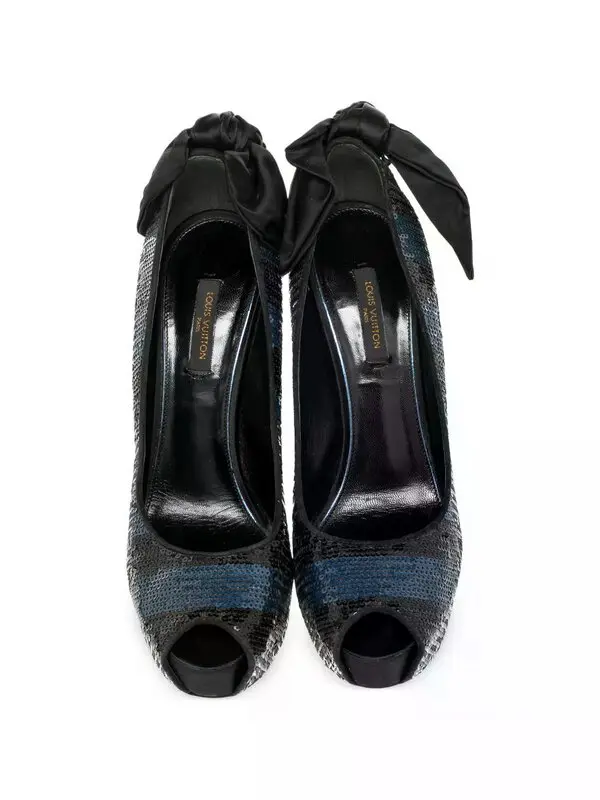 LOUIS VUITTON Sequin Bow Platform Pumps