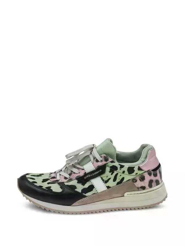 Dolce & Gabbana Leopard-print Canvas Lace-up Sneakers - Green