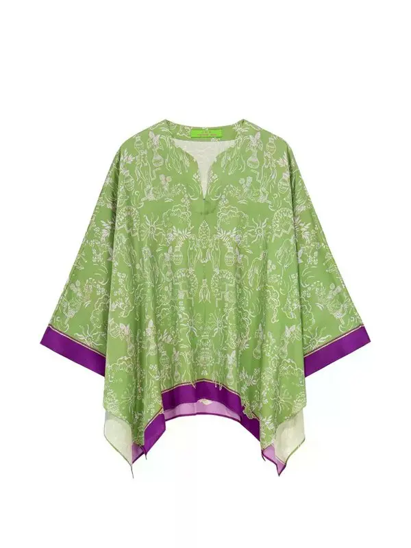 Shanghai Tang Graphic Print Tunic - Green
