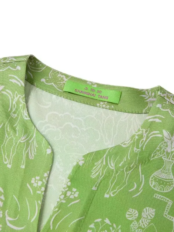 Shanghai Tang Graphic Print Tunic - Green
